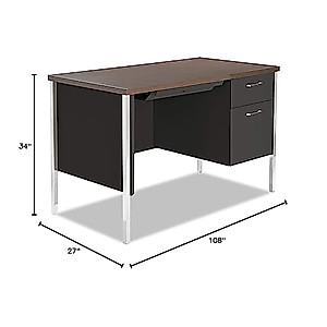 Alera 45 by 24 by 29-1/2-Inch Single Pedestal Steel Desk, Walnut