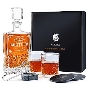 Kollea Cool Boss Gifts for Men, Whiskey Decanter Set with Glasses, Best Boss Birthday Christmas Gifts for Men, Office Farewell Gifts for Boss, Manager, Leader, Personalized Liquor Decanter Present