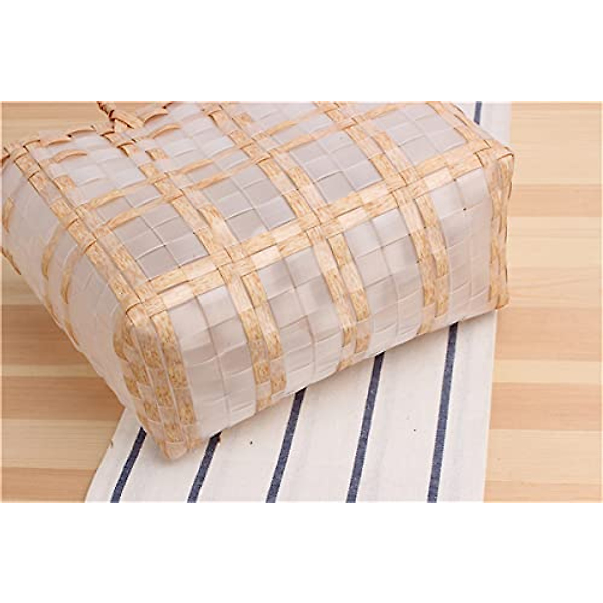 Women Straw Tote Bag Handmade Rattan Transparent Handbag Beach Handwoven Shoulder Bag Large Capacity Shopping Bag (Pink,L)