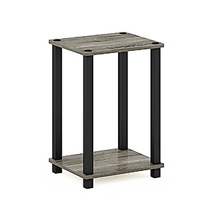 Furinno Simplistic 1-Tier End Side Night Stand/Bedside Table with Plastic Poles, French Oak Grey/Black
