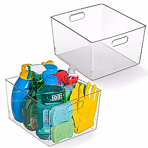 ClearSpace Clear Plastic Storage Bins – XL 2 Pack Perfect Kitchen Organization or Pantry Storage – Fridge Organizer, Pantry Organization and Storage Bins, Cabinet Organizers