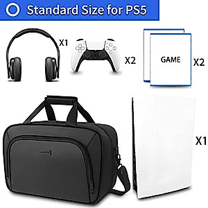 YOREPEK Carrying Case for PS5, Protective Travel Bag for PS 5 Console Controller, Large Capacity Storage Case Compatible with Playstation 5 Games Accessories Disk Digital Edition, Black