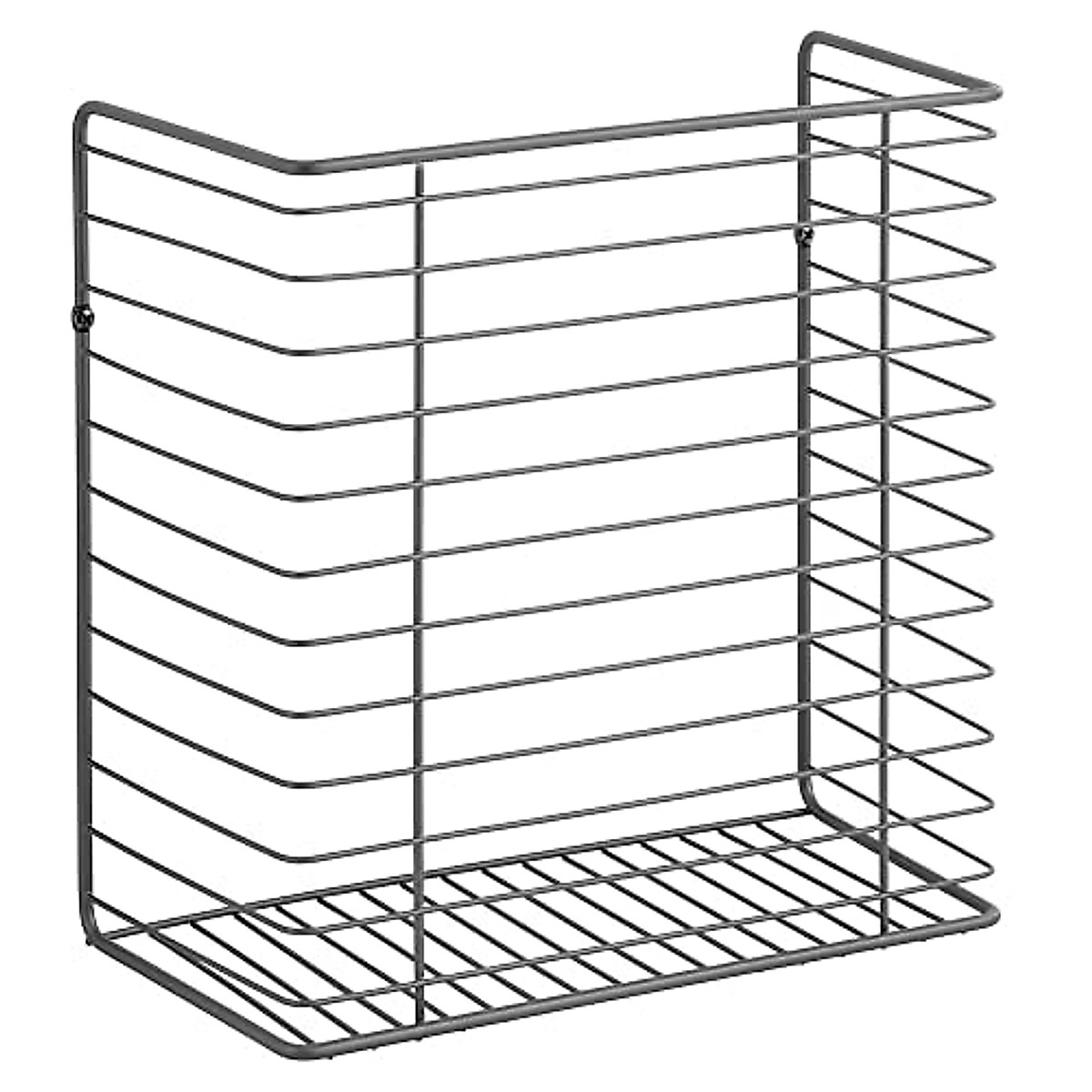 mDesign Metal Wire Wall Mounted Shelf for Kitchen Pantry - Mountable Hanging Organization Vegetable Baskets for Kitchen Wall - Hold Produce, Towels, Bread, Mail, Concerto Collection - Dark Gray