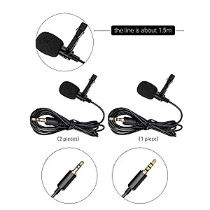 HUACAM Lavalier Lapel Microphone, Portable Collar Clip Mic Compatible with iPhone Android Smartphone Amplifier Podcast PC/Laptop, Hands Free Mic Recording Mic for YouTube,Interview,Video (3 Packs)