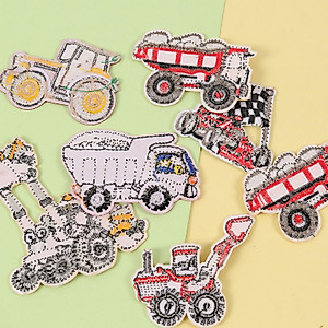 11pcs Car Iron on Sew on Patches,Construction Vehicles Truck Excavator Racing Design Car Appliques DIY Patch for Hats Jackets Bags Jeans