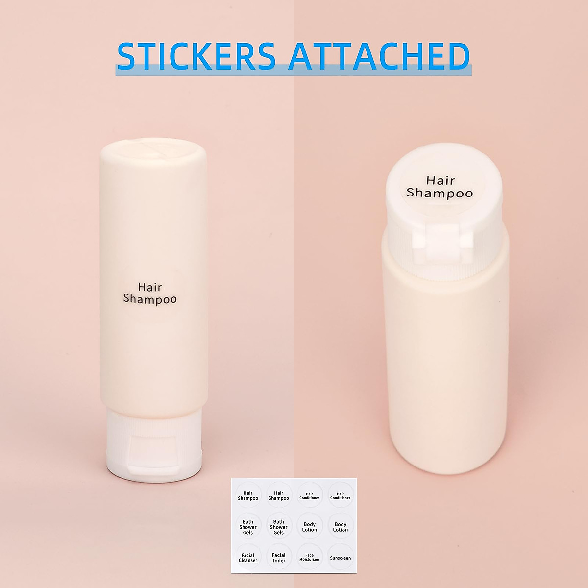 TSA Approved Travel Bottles Set for Toiletries 50ml 1.7oz Squeeze Bottle Travel Size Container Kit Portable Leak Proof Refillable Cosmetic Airplane Essential Shampoo Conditioner Body Lotion Shower Gel