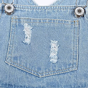 iiniim Toddler Kids Girls Adjustable Straps Jean Shortall Overalls Denim Ripped Hot Pants Blue 6-12 Months