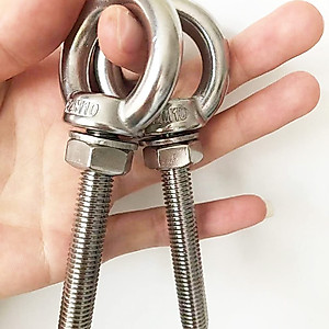 HYXXYY Stainless Steel Eye Bolt, 2pack M10 Shoulder Eye Bolts 3/8" X 2.75"with Nuts and Washer Thread Lifting Ring Eyebolt