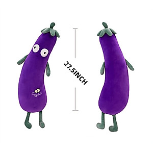 TONGMAN Purple Simulated Aubergine Plush Sleep Pillow Doll, Food Plush Toy Pillow, Stuffed Toy Cushion (27" 70cm) (27Inch/70CM)