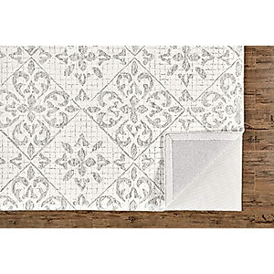 Feizy Rugs - Rhett Geometric Lattice Print Rug, Ivory/Wolf Gray, 8ft x 10ft Area Rug