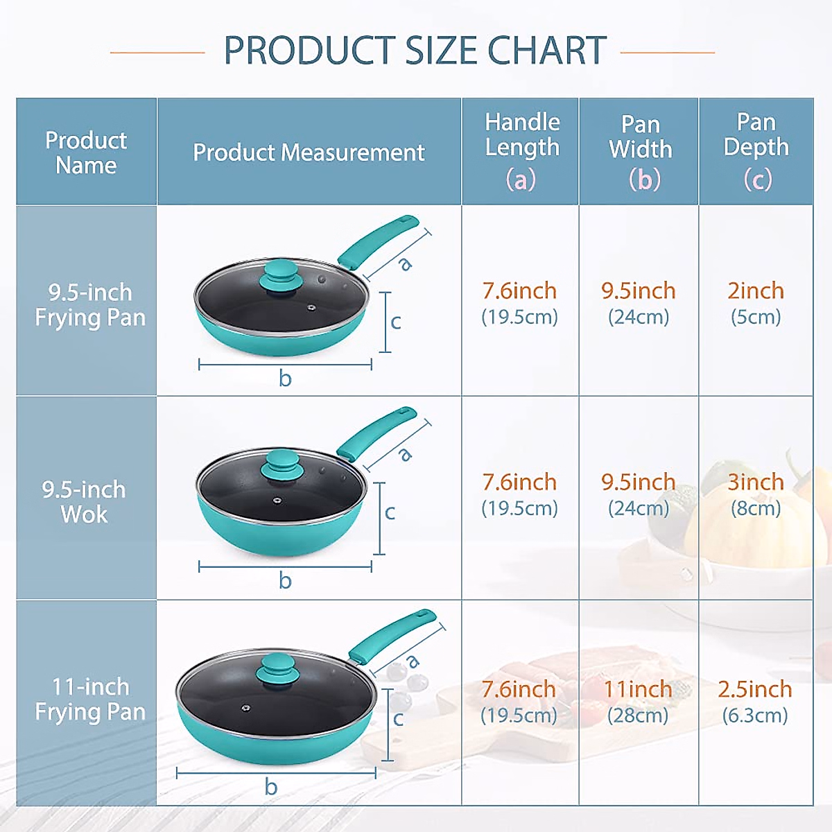 SHINEURI 6 Pieces Nonstick Pans with Lids Nonstick Frying Pans with Lid Nonstick Skillet with Lids Ceramic Pan with Lids Ceramic Skillet Nonstick Pans, Ceramic Pans for Cooking - 9.5/9.5/11 Inch