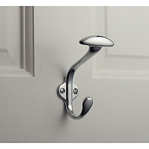 InterDesign Paris Wall Mount Hook – Hanging Storage for Jackets, Coats, Hats and Scarves – Dual Hook, Chrome