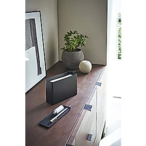 YAMAZAKI Home Dispenser with Lid | Hygiene Station | Magnetic, Free-Standing | Steel | Face Mask Storage, One Size, Black