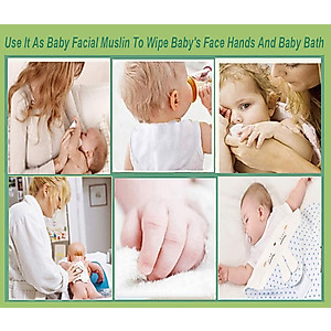 Yaosan Soft Face Muslin Cloths Pure Cotton Facial Cleansing Cloths Reusable Polishing Cleanser- Pack 10 (Blue Edge)