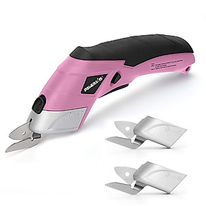 Electric Scissors Fabric Cutter-POWERAXIS Rechargeable Cordless Power Fabric Shears Scissors Cutting Tool with 3 Spare Cutting Blades for Cutting Fabric,Leather,Carpet and Cardboard