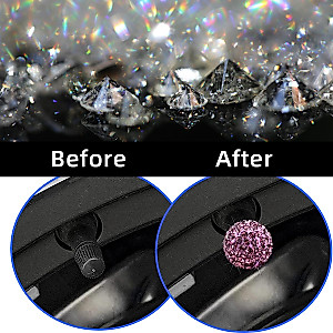 Kewucn 4 PCS Car Tire Valve Stem Caps, Handmade Dustproof Crystal Rhinestone Auto Stem Air Cap Cover, Attractive Vehicle Exterior Accessories, Universal for Car Truck Motorcycle Bike (Light Purple)