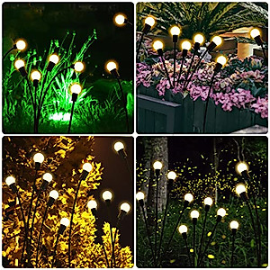 SHUKAN 4 Pack 10LED Solar Firefly Lights, Upgraded Solar Garden Lights Outdoor IP65 Waterproof, Swaying When Wind Blows, Solar Starburst Swaying Lights for Yard Patio Pathway Decoration (Warm White)