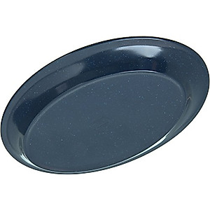 Carlisle FoodService Products Dallas Ware Reusable Plastic Oval Platter with Rim for Home and Restaurant, Melamine, 12 x 8.5 Inches, Café Blue, (Pack of 24)
