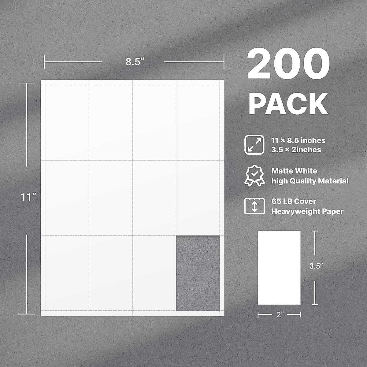 2000 Piece Printable Business Cards, Perforated Blank Card Stock Paper for Inkjet and Laser Printers, 3.5 x 2 Inches (2000)