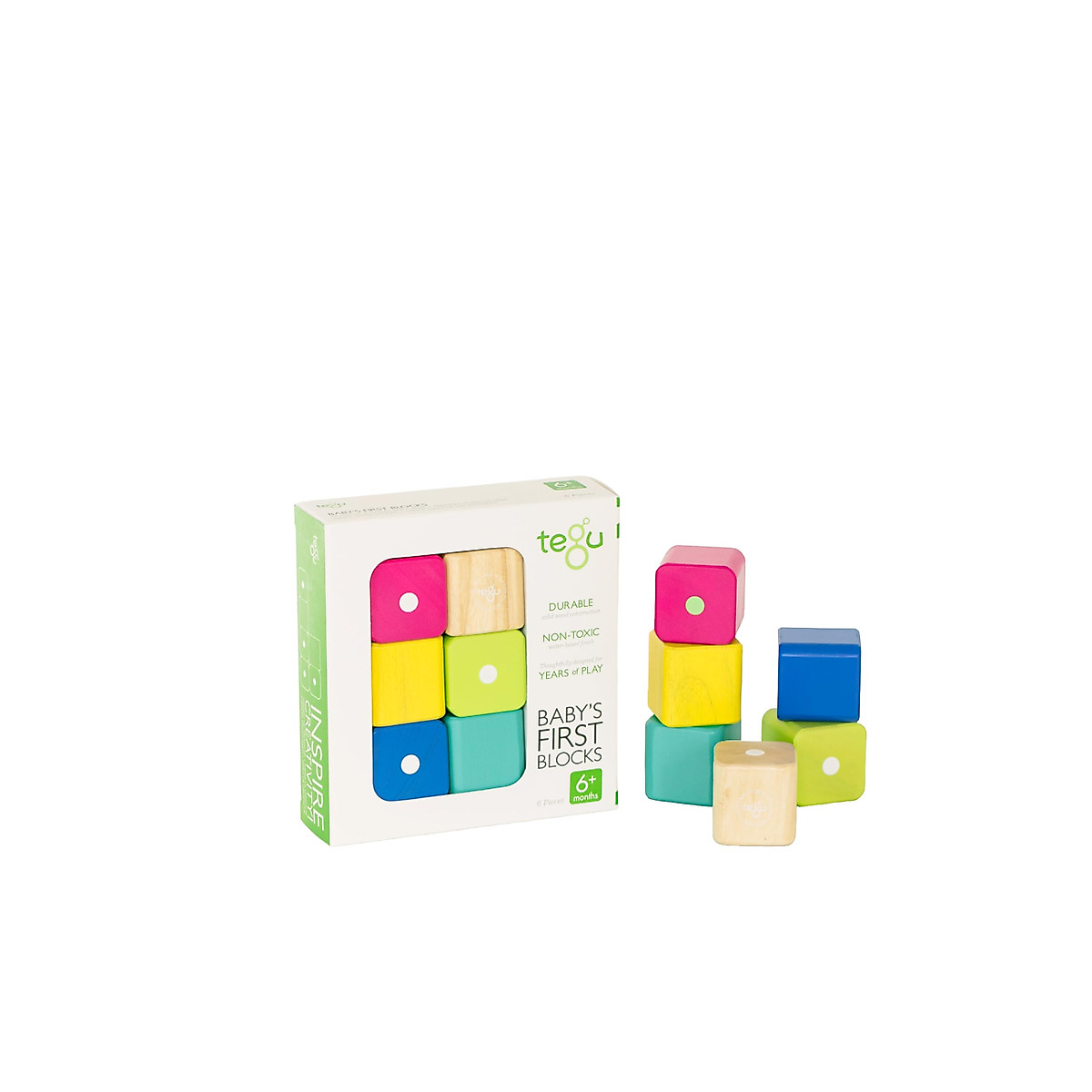 Tegu 6 Piece Magnetic Baby’s First Building Blocks, Tints