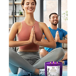 Lavender Vanilla Aromatherapy Candle 3-Wick | Scented Candle for Home | 15.8 oz Large Soy Candle | Relaxing Candle with Long Lasting Fragrance | Decorative Candle Gift for Women