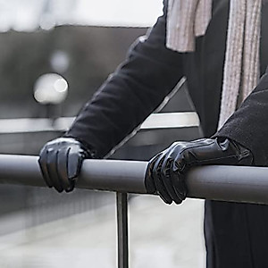 Downholme Vegan Leather Gloves for Men (Black, L)