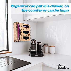 Ziplock bag storage organizer by Bools–Kitchen Drawer Organizer Compatible With Ziploc, Solimo, Glad, Hefty For Gallon, Quart, Sandwich & Snack Variety Size Bags