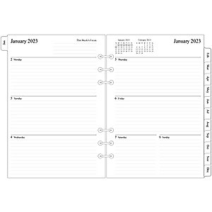 2023 Weekly & Monthly Planner Refill for A5 Ring Binder, 5-1/2" x 8-1/4", from January 2023 to December 2023, 6-Hole Punched