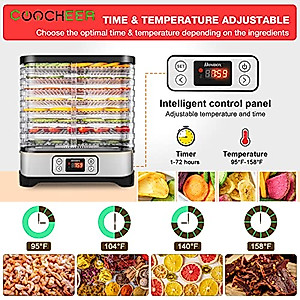 8 Trays Food Dehydrator Machine, Dehydrators for Food and Jerky, Food Dehydrator Machine with Fruit Roll Sheet for Meat, Herbs, Upgraded Digital Timer and Temperature Control | BPA Free | 400 Watts