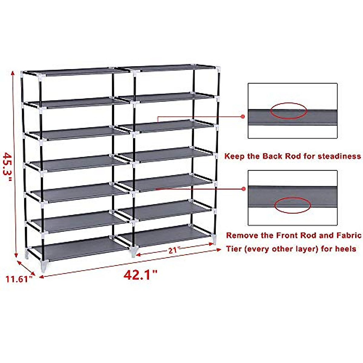 KepooMan Double Rows 12 Lattices Shoe Rack with Dustproof Cover Shoe Storage Organizer Cabinet Shoe Shelf Tower,Non-Woven Fabric Cover (Purple)