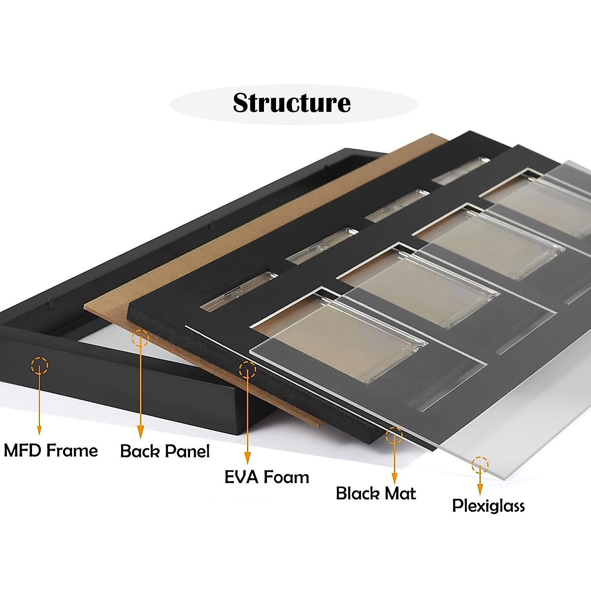 4Grids Trading Cards Display Frame, 100% Solid Wood Frame with 4 Pieces Magnetic Card Holder for Football, Basketball, Hockey Collector Cards(Standard Cards, Black)