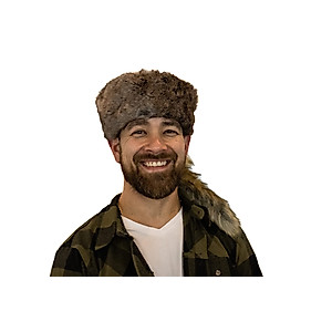 surell - Coonskin Davy Crockett Hat - Plush Soft Faux Fur Crown - Daniel Boone Outdoorsman Adventure Cap - Cabin Décor Raccoon Tail Hat (Brown)