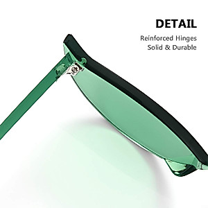 OLINOWL Cat Eye Rimless Sunglasses Oversized One Piece Colored Transparent Eyewear Retro Eyeglasses for Women Men