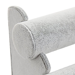 Wudygirl Triple Bracelet Holder Jewelry Display Stand Watch Bangle Bar Necklace Storage Organizer Gray (Ice Velvet 3 Tier)