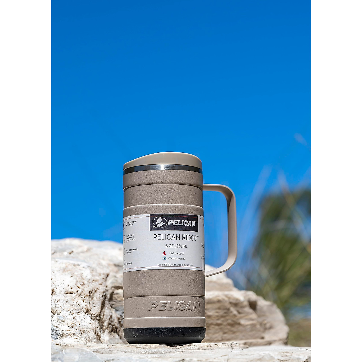 Pelican Hydration Pelican Ridge™ 18 oz Vacuum Insulated Tumbler - Recycled Stainless Steel Double Wall Travel with Dual Lid, Powder Coated Insulated Coffee Mug For Hot Cold Drinks, Hunter