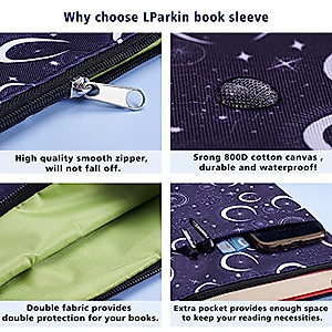 Book Sleeve Moon and Star Book Protector, Book Covers for Paperbacks, Washable Fabric, Book Sleeves with Zipper, Medium 11 Inch X 8.7 Inch