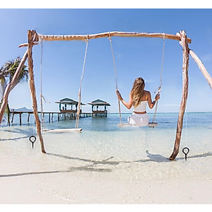 Yesland 8 Pack 15 Inch Black Ground Anchor, Reusable Heavy Duty Steel Wind Stakes, 3/8 Inch Thick in Diameter with 25 Feet of Rope