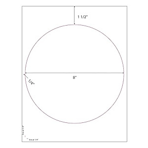 20 Label Outfitters® Large 8" Round White Laser - Inkjet Labels, 20 Sheets with ONE Label per Sheet