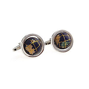 MRCUFF Globe Map Earth Really Spins Pair Cufflinks in a Presentation Gift Box & Polishing Cloth