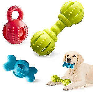 SPOFLY Set of 3 Dog Chew Toys for Small Meduium Large Breed, Interactive Dog Toys, Fun-Filled Treat Dispenser for Yak Cheese Dog Chews