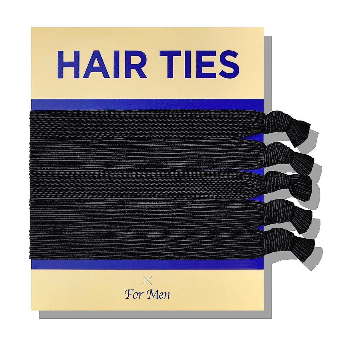 HAVHAF Knotted Mens Hair Ties For Men 5 pcs (Wide, Black) - No damage Crease Breakage Men with Long Hair | For Buns Curly Thick Elastic Hair Ties For Guys | Perfect hairtie For Men