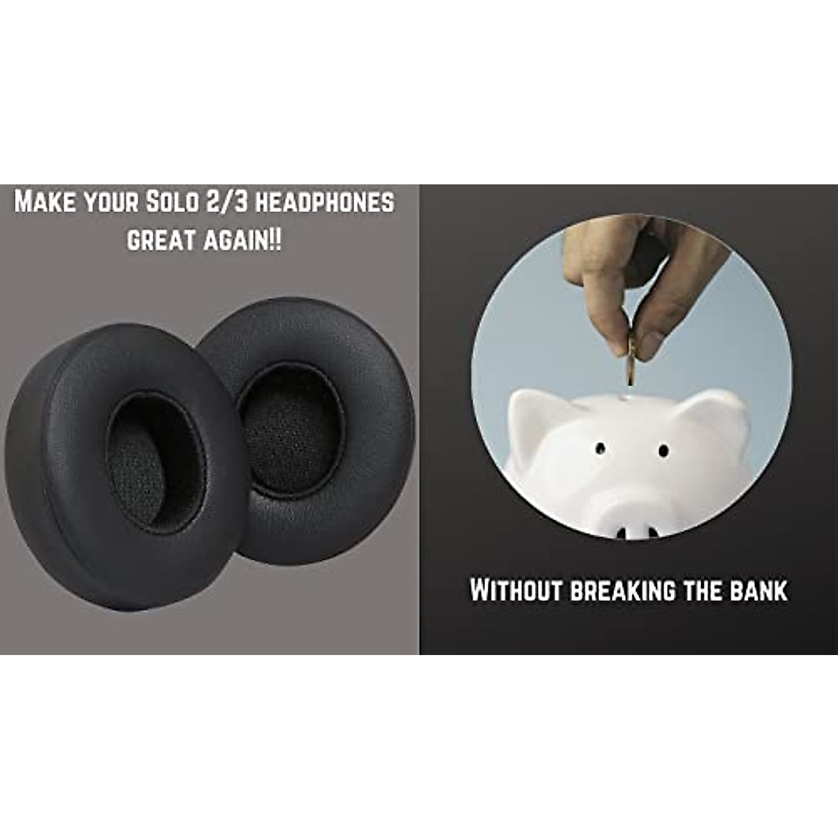 Premium Replacement Solo 3 Ear Pads/Solo 2 earpads Cushions. Compatible with Beats Solo 3 Headphones/Beats Solo 2 Headphones (Black). Premium Protein Leather | High Density Foam | Extra Thick