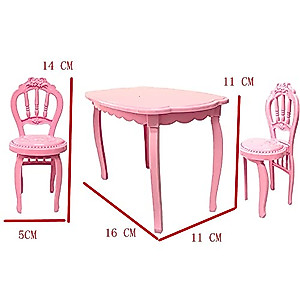 HTHAU NK1 Set Doll Furniture 2 Fashion Chairs +1 Modern Table for Barbie Doll Accessories Dining Home Toys Girl Gift DZ (Color: White)
