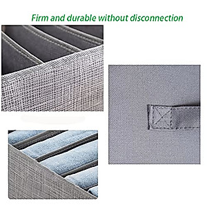 Wardrobe Clothes Organizer for Jeans,4PCS Foldable Jeans Organizer,Pant Organizer for Drawer for Clothes T-shirt Leggings Jeans and Pants Organization，7+9 Grids，Grey