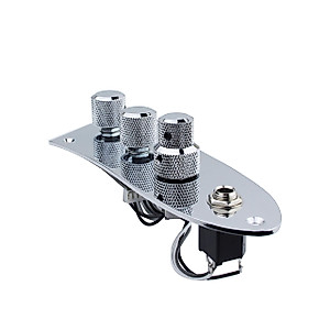 Guyker 2-Band Preamp/Tone Control with Adjustable Gain for JB Bass (with Jazz Bass Control Plate, Dome Control Knobs and Stacked Knob)