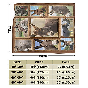 Donkey Blanket Soft Cozy Cute Donkey Flannel Fleece Throw Blanket Farm Animal Donkey Bedding Stuff Decor Warm Lightweight Plush Blanket Gifts for Lover Girls Boys Women Adults 50"x60"