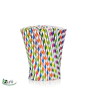 Zunii 300-Pack Multi-Color Biodegradable Paper Straws - 10 Bright Colors - Eco Friendly Straws for Juice, Soda, Cocktails, Shakes - Great for Birthday Parties, Bridal Showers, Cake Pop Sticks