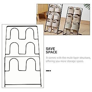 Cabilock 2pcs Style Indoor Shoes Rack Sandal Metal Slippers Tier for Vertical Use Space Black Portable Living Organizer Multi-Layer Shelf Holder Shelf: Saving Free Stand Sandals Storage