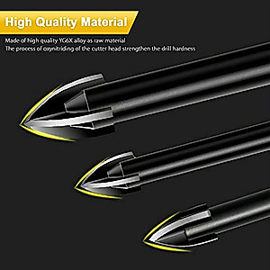 MOOKEENONE 6Pcs* Drill Bits, Tipped Ceramic Tile Cutter with 1/4" Hex Shank Triangle Hole Drill for Concrete Wall Glass