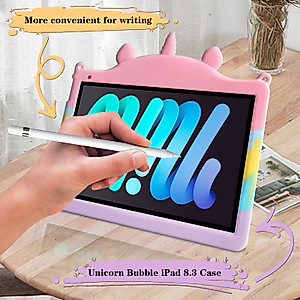 WESADN for iPad Mini 6 Case 2021 with Kickstand Silicone Fidget Bubble Case for Girls Women Kawaii Cute Rainbow Pop Protective Holder Tablet Cover for iPad Mini 6th Generation Case 8.3 inch